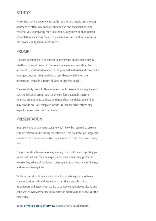 Private Equity Case Study Presentation Template