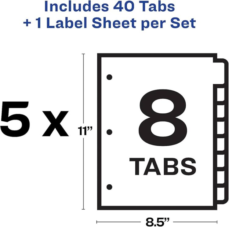 8 Tab White Label Sheet Template