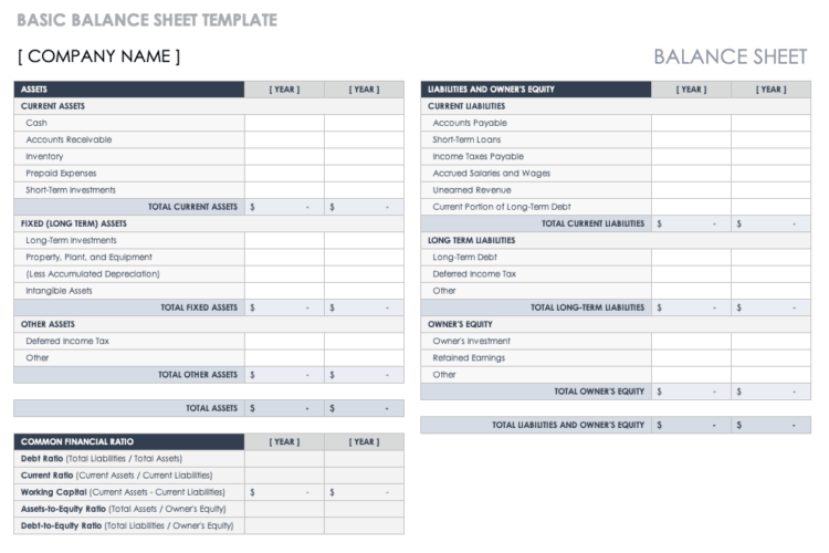 Assets and Liabilities Balance Sheet Template