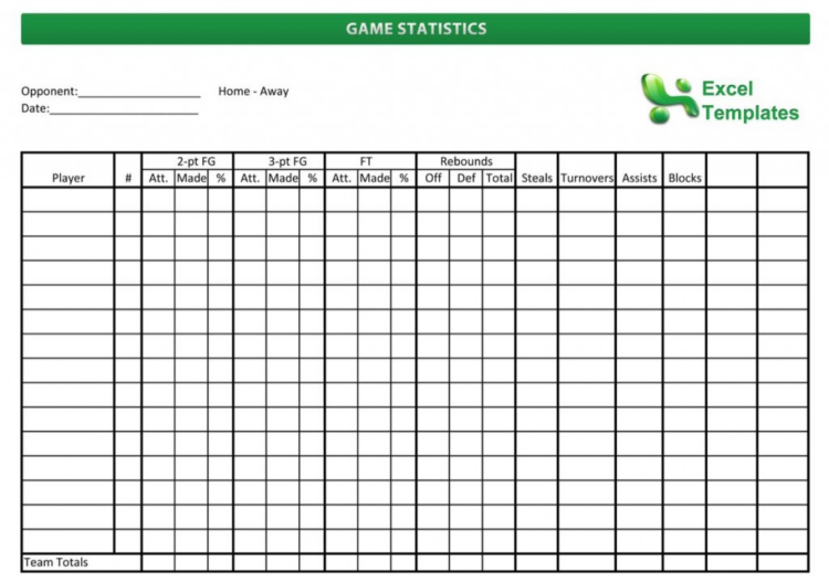 Basketball Player Stat Sheet Template