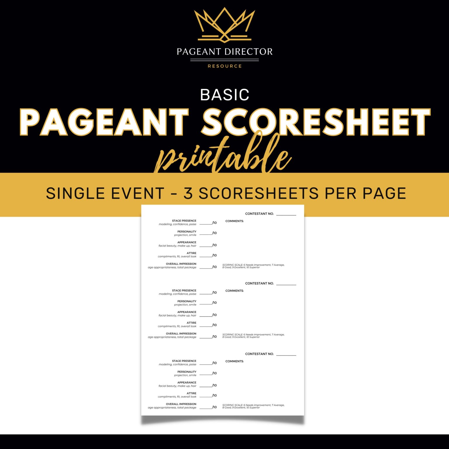 Beauty Pageant Pageant Score Sheet Template