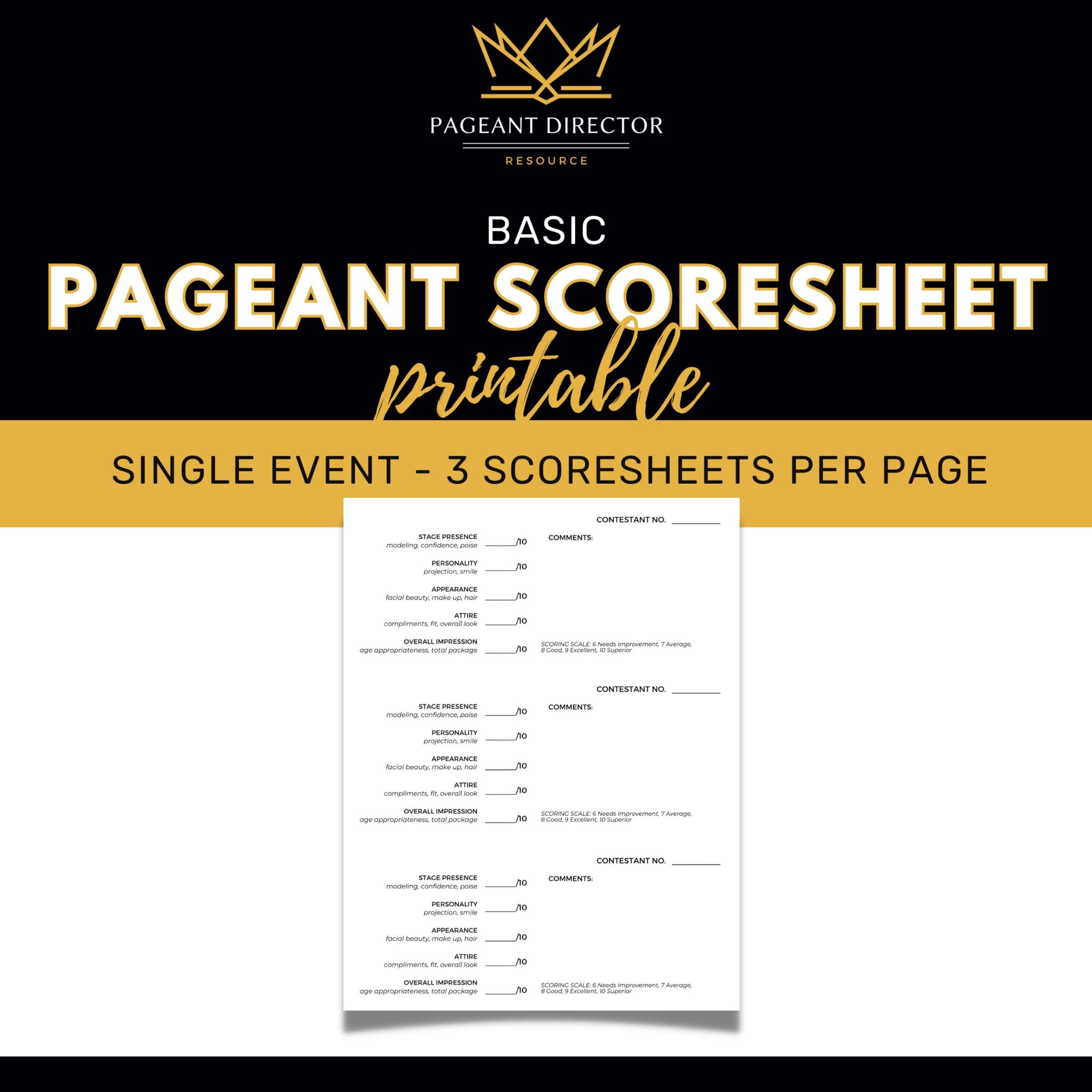 Pageant Judge Score Sheet Template