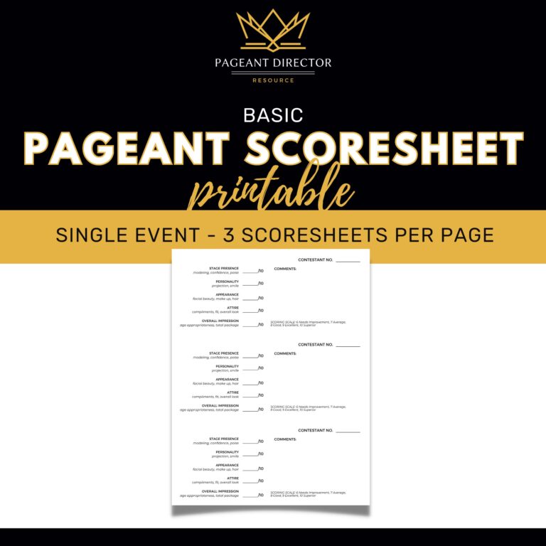 Beauty Pageant Pageant Score Sheet Template