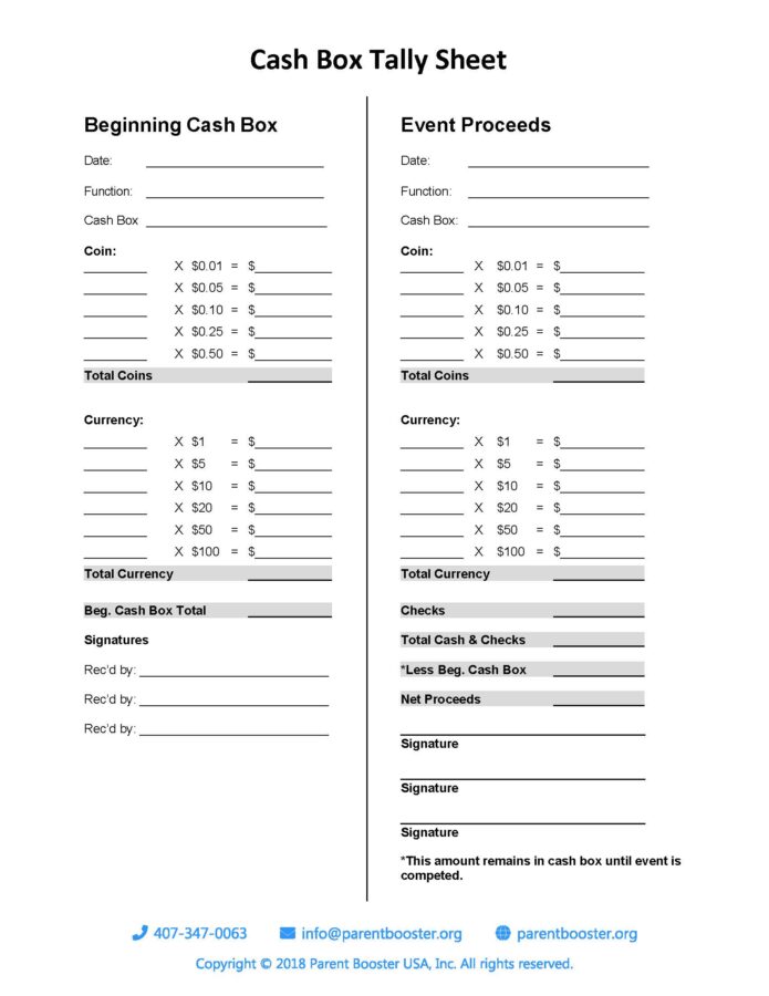 Cash Box Balance Sheet Template