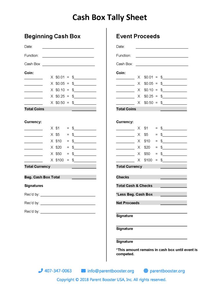 Cash Box Balance Sheet Template