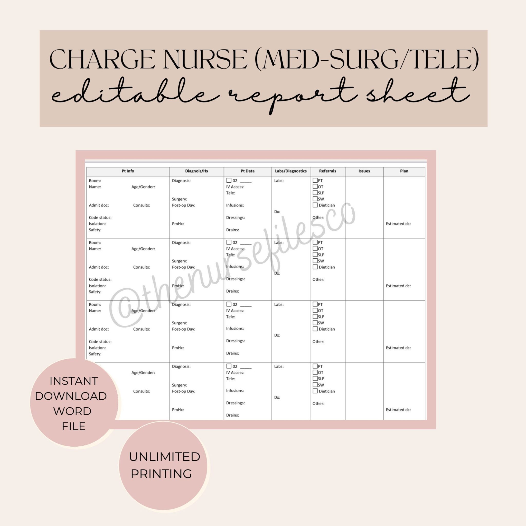 Nursing Assistant Assignment Sheet Template