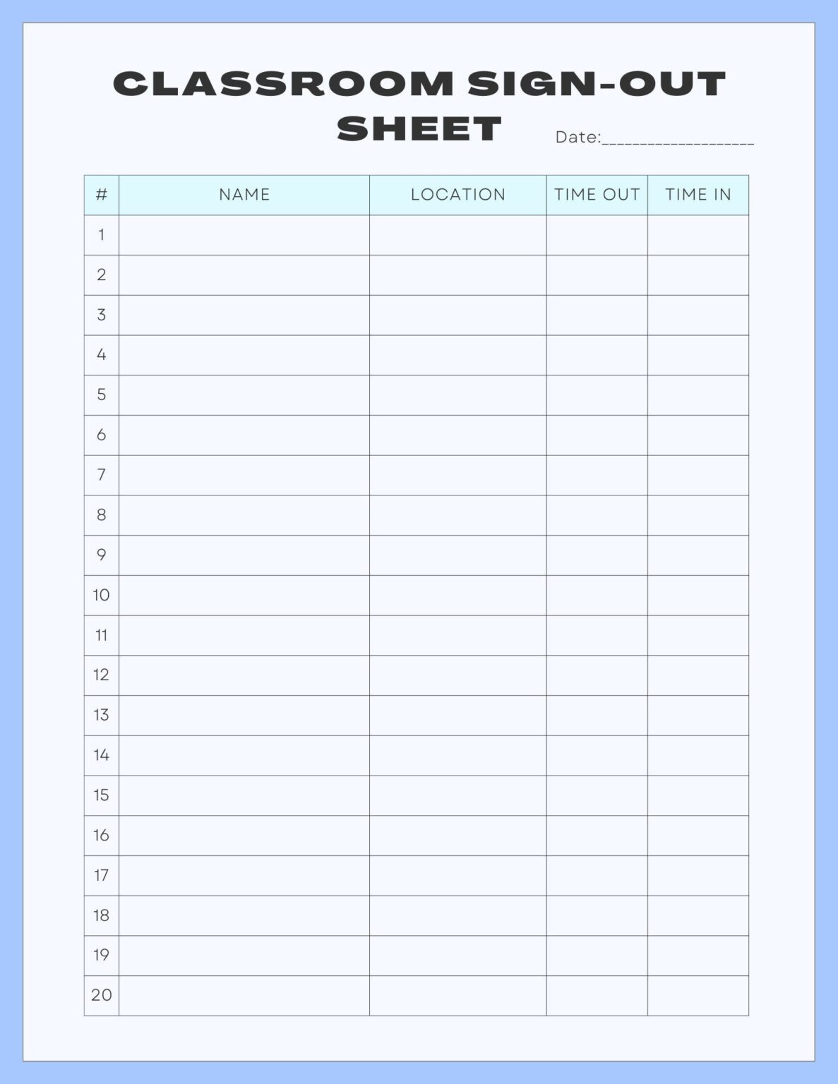 Classroom Party Sign Up Sheet Template