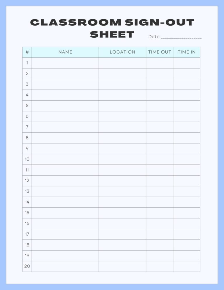 Laptop Sign Out Sheet Template