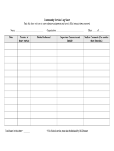 Community Service Record Sheet Template