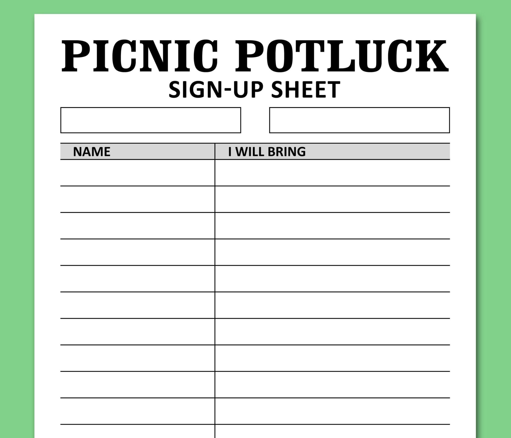 Company Picnic Sign Up Sheet Template