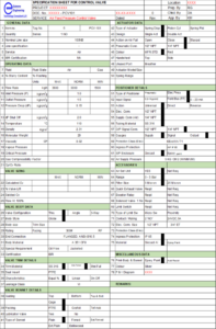 Control Valve Data Sheet Template
