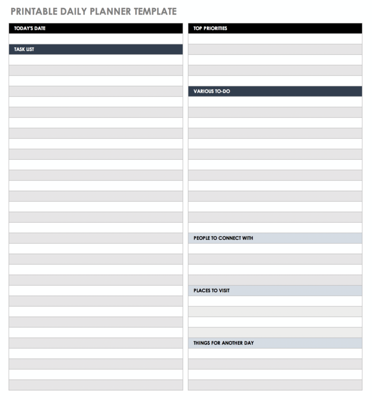 Daily Work Assignment Sheet Template