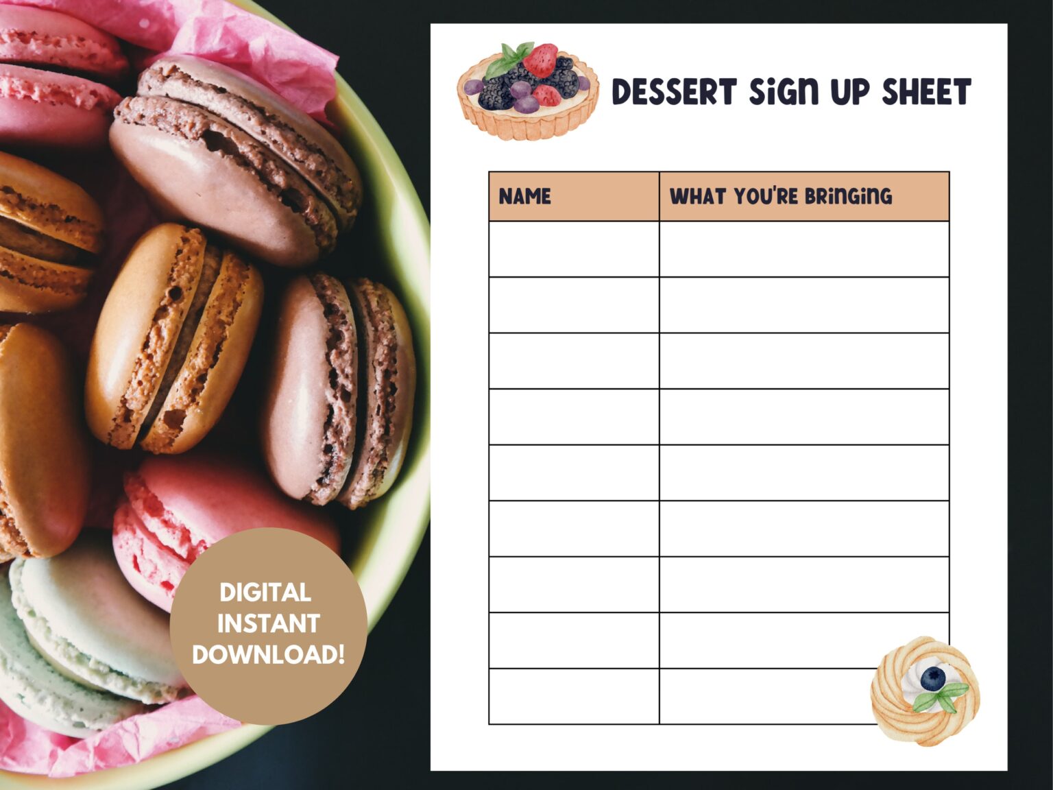 Dessert Sign Up Sheet Template
