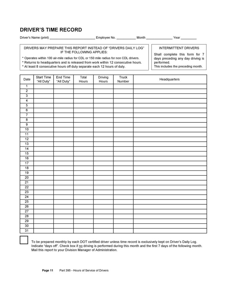 Vehicle Sign Out Sheet Template
