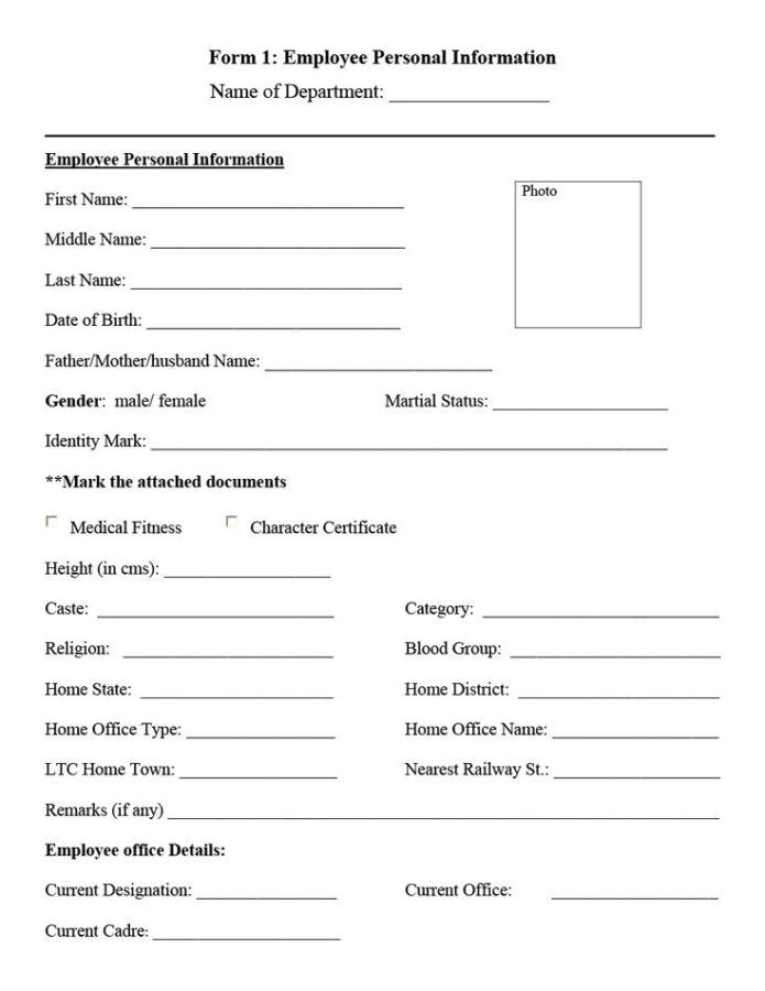 Employee Personal Data Sheet Template