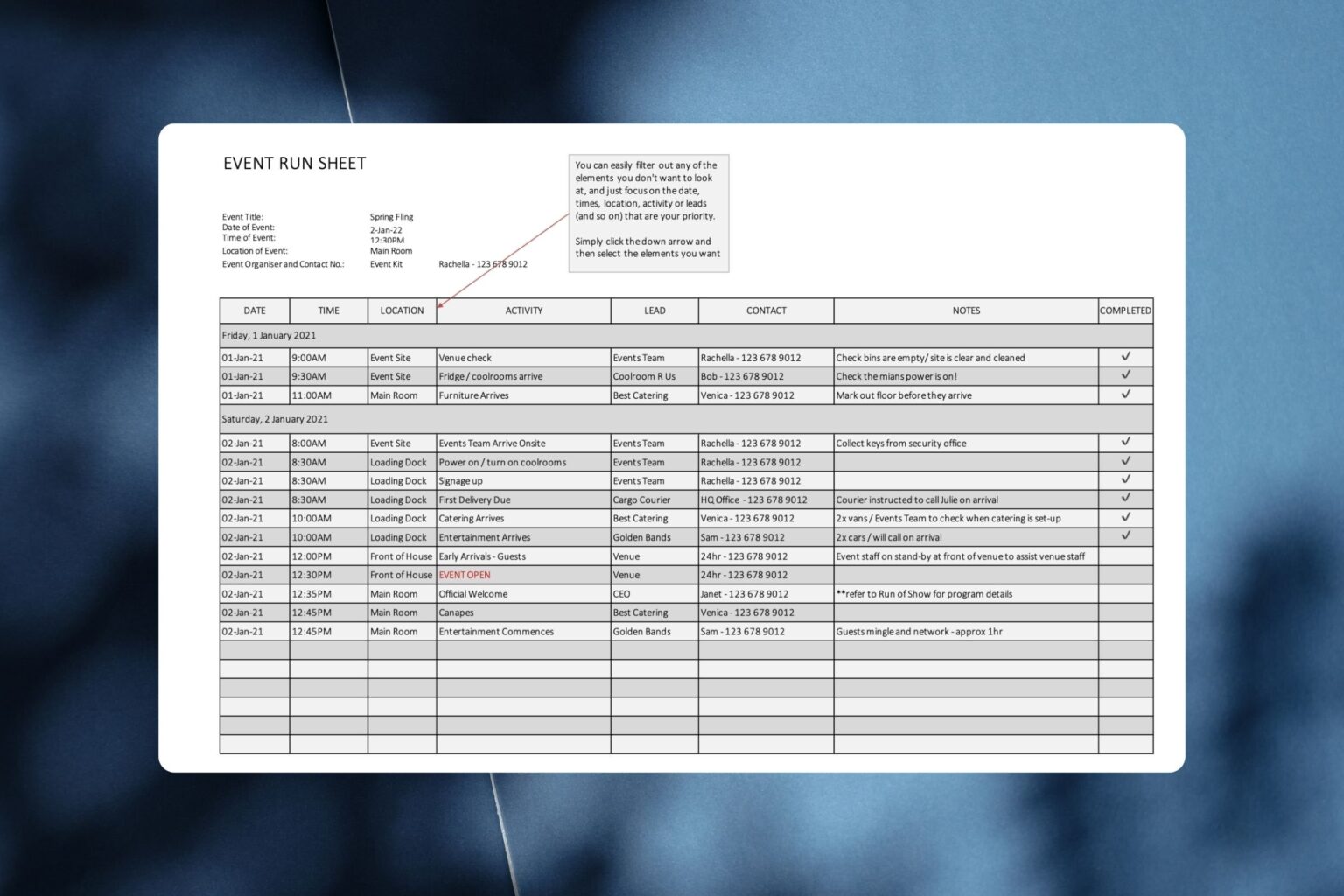 Radio Show Run Sheet Template