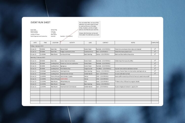 Radio Show Run Sheet Template