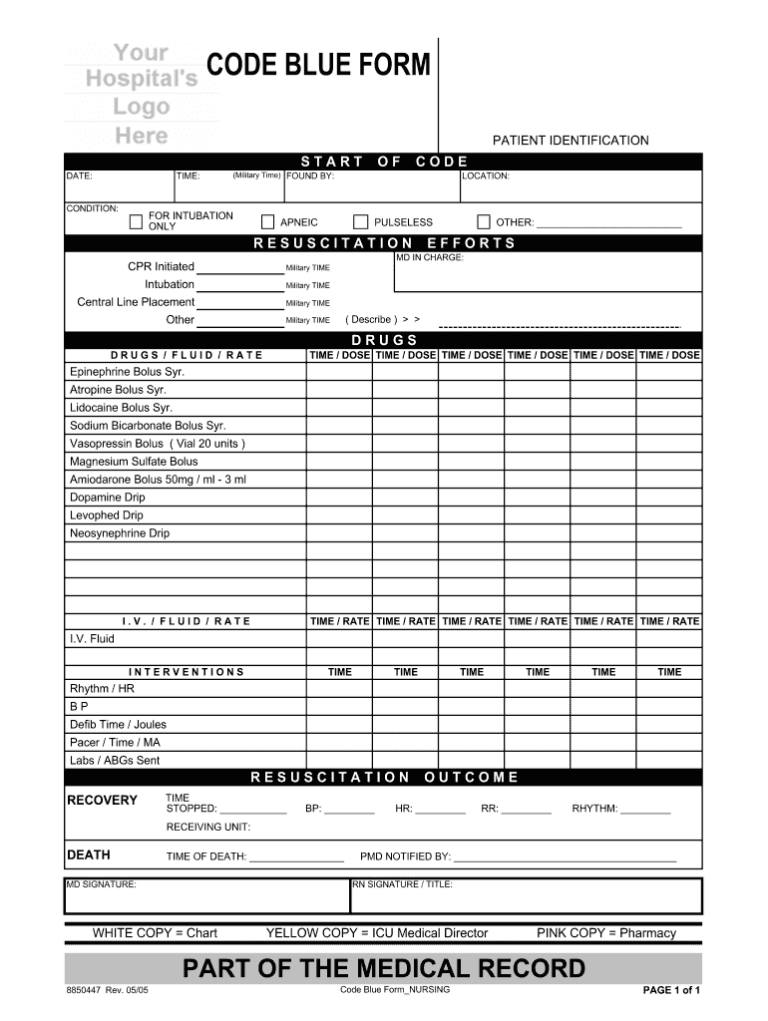 Flow Sheet Code Blue Documentation Template
