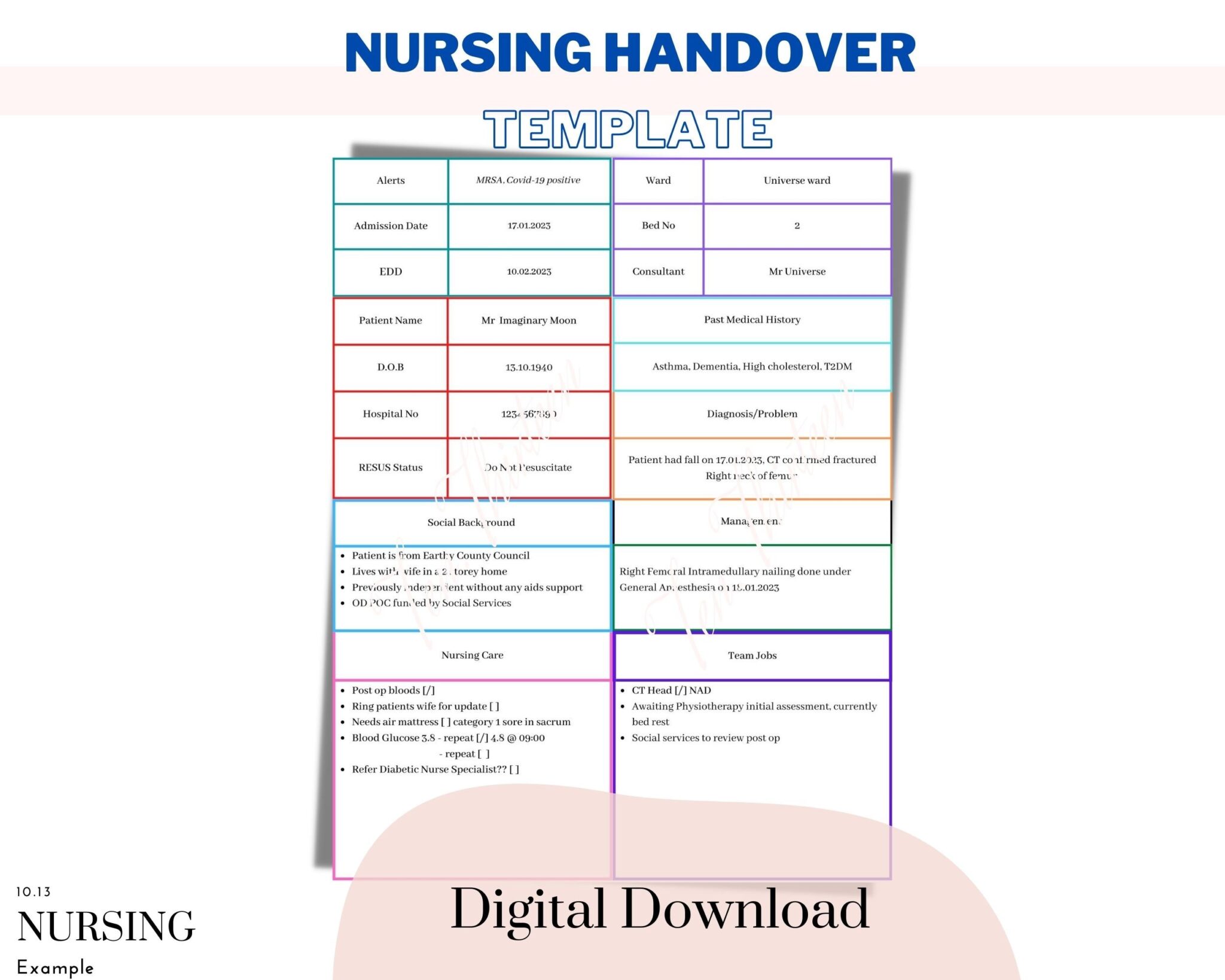 Hospital Nursing Handover Sheet Template