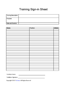 Inservice Sign In Sheet Template