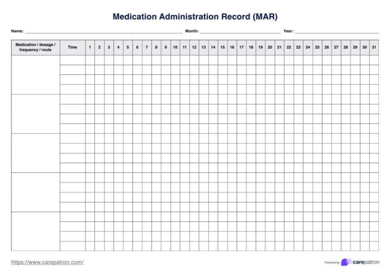 Medication Administration Record Sheet Template