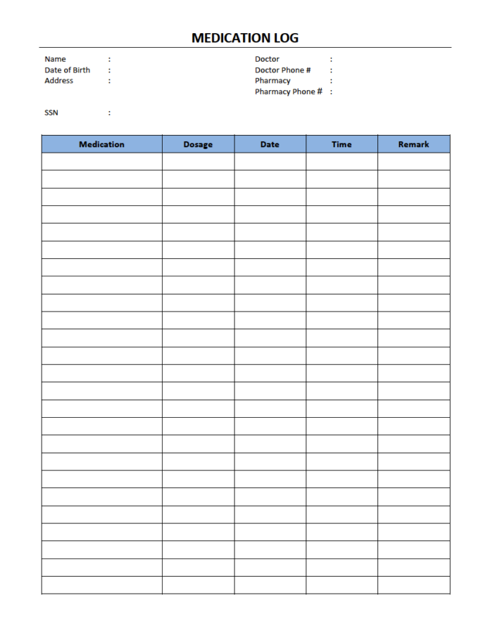 Medication Sign Off Sheet Template