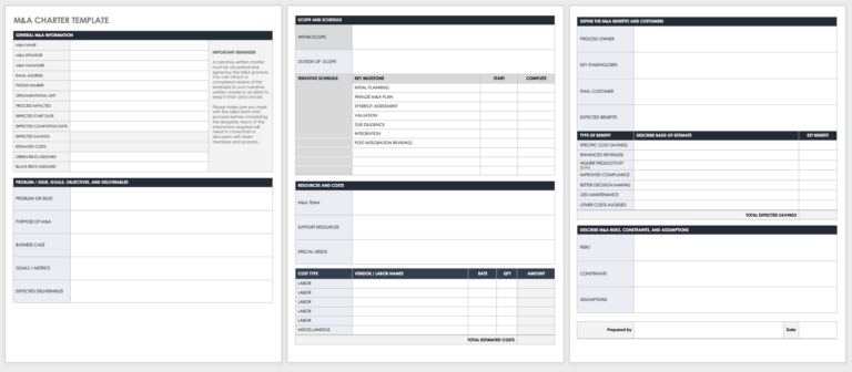 Mergers and Inquisitions Deal Sheet Template