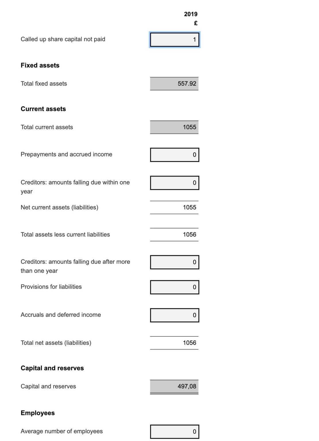 Micro Entity Balance Sheet Template