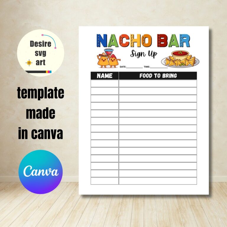 Taco Bar Sign Up Sheet Template