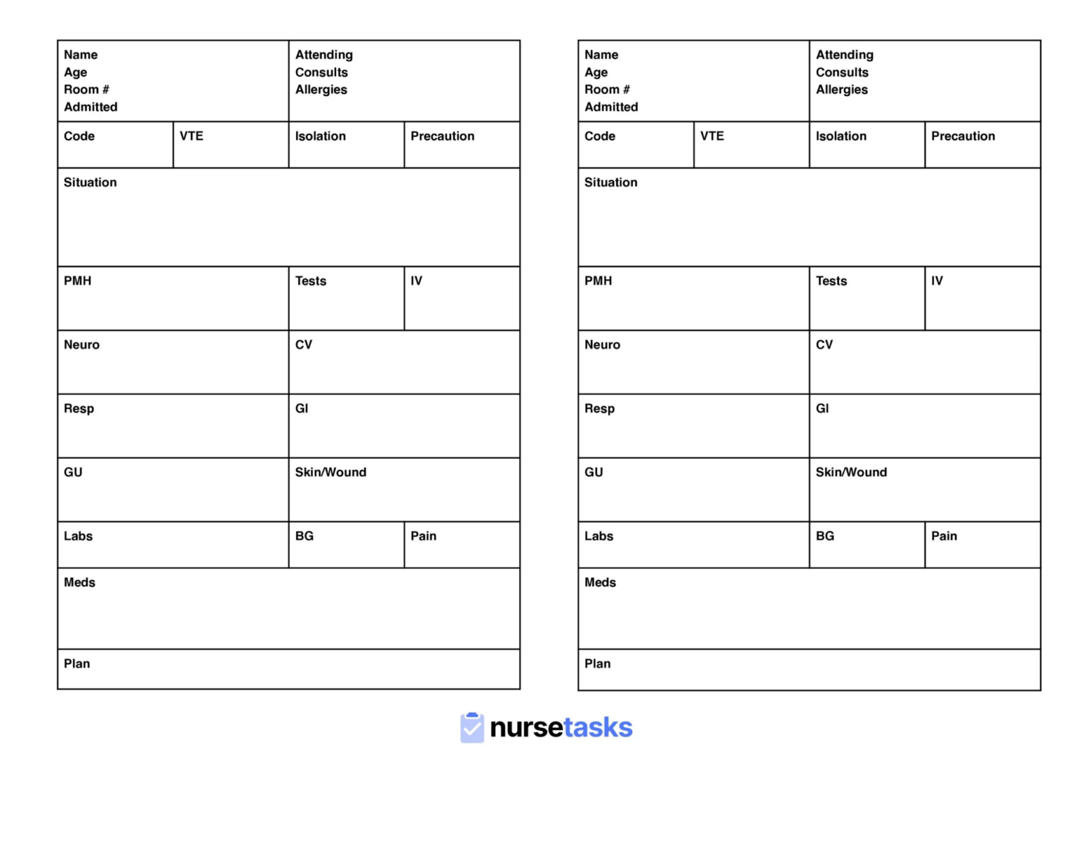 Hospital Nursing Handover Sheet Template