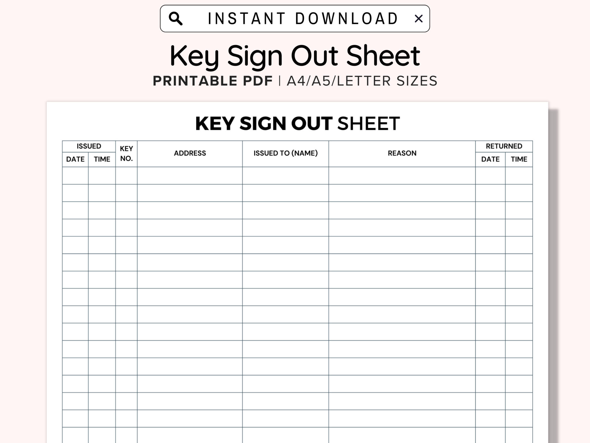 Key Sign Out Sheet Template