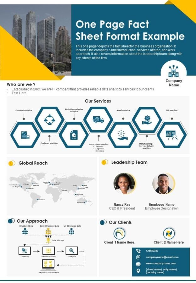 One Page Info Sheet Template