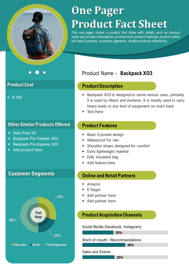 One Page Product Sheet Template