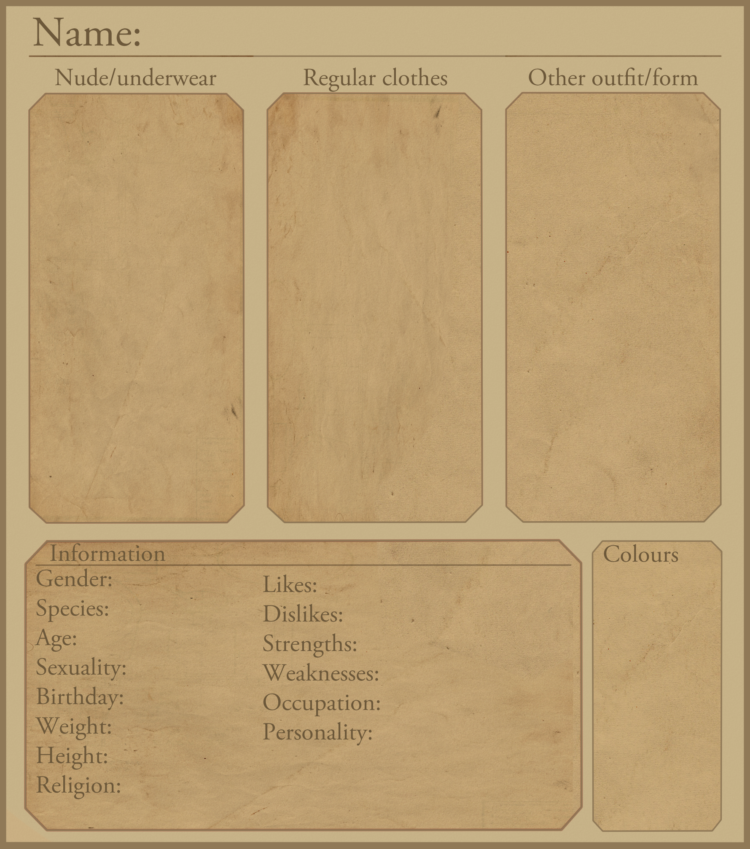 Original Character Reference Sheet Template