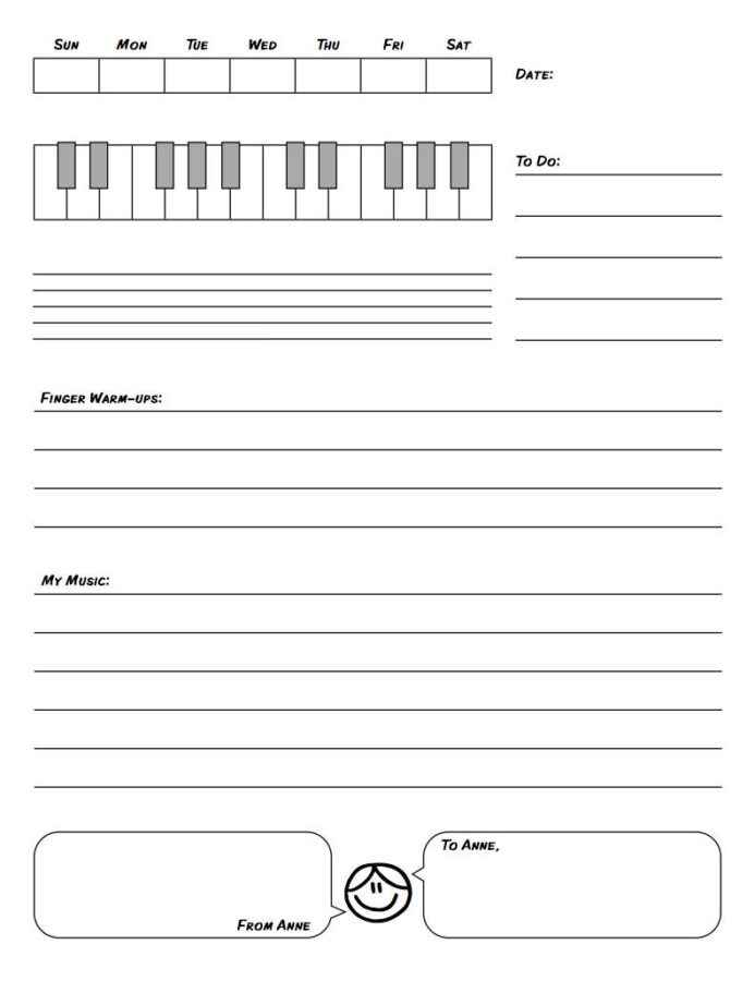 Piano Lesson Assignment Sheet Template