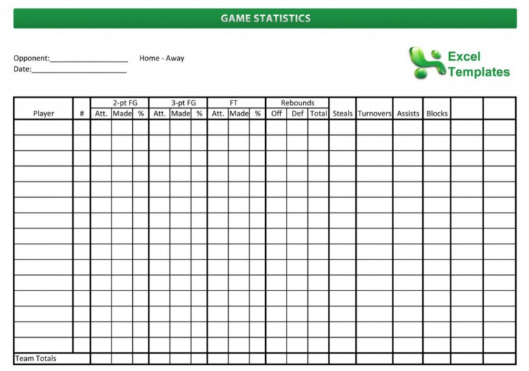 Defensive Football Stat Sheet Template