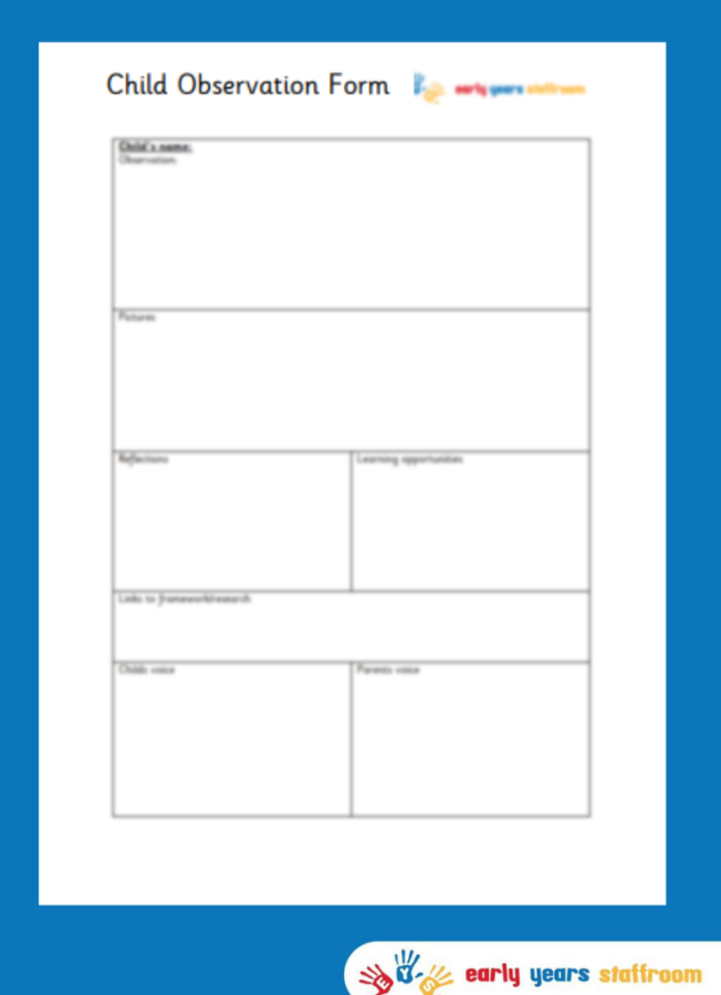 Printable Early Years Observation Sheet Template