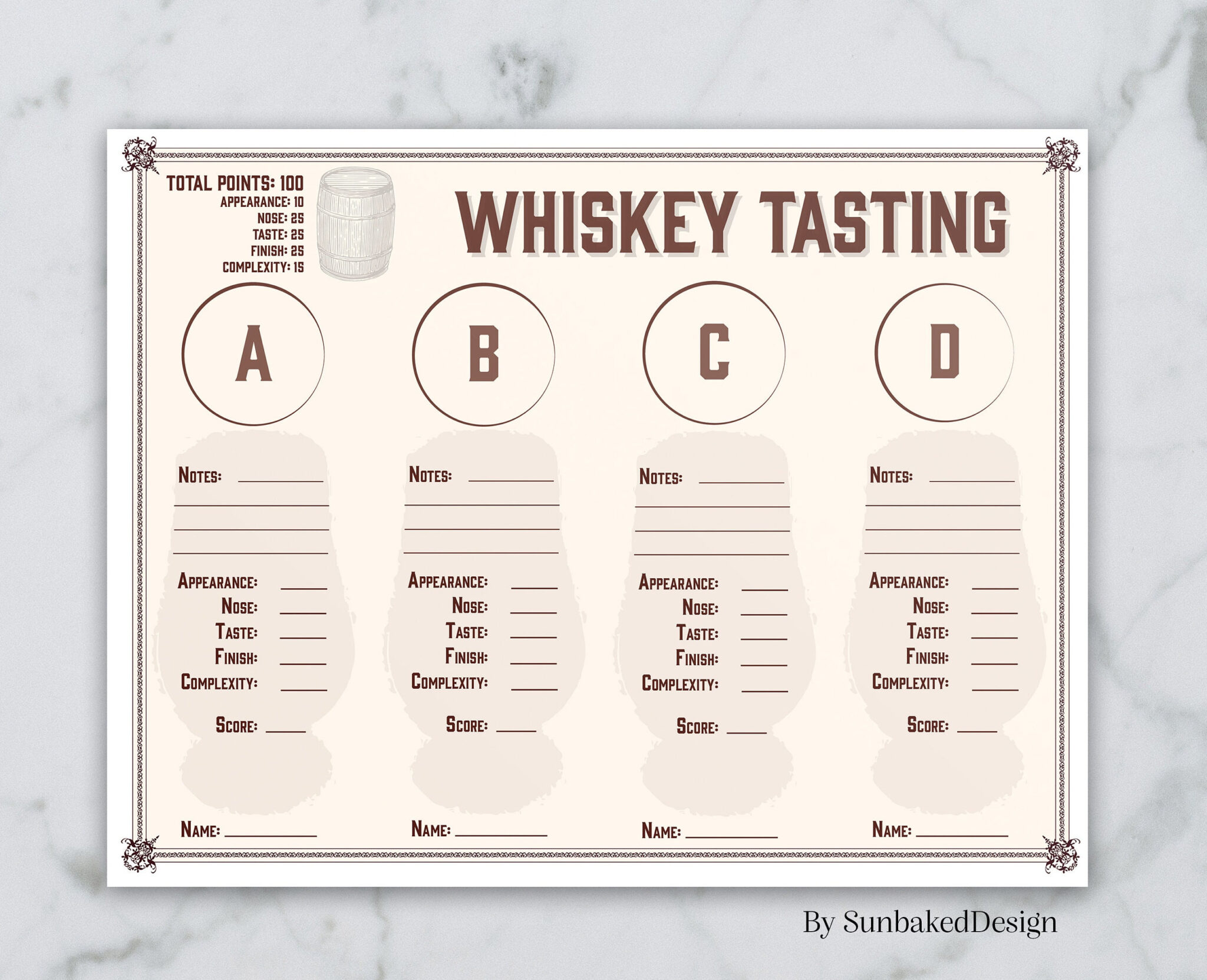 Printable Food Tasting Score Sheet Template