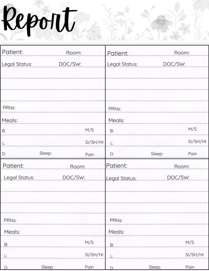 Nursing Assistant Assignment Sheet Template
