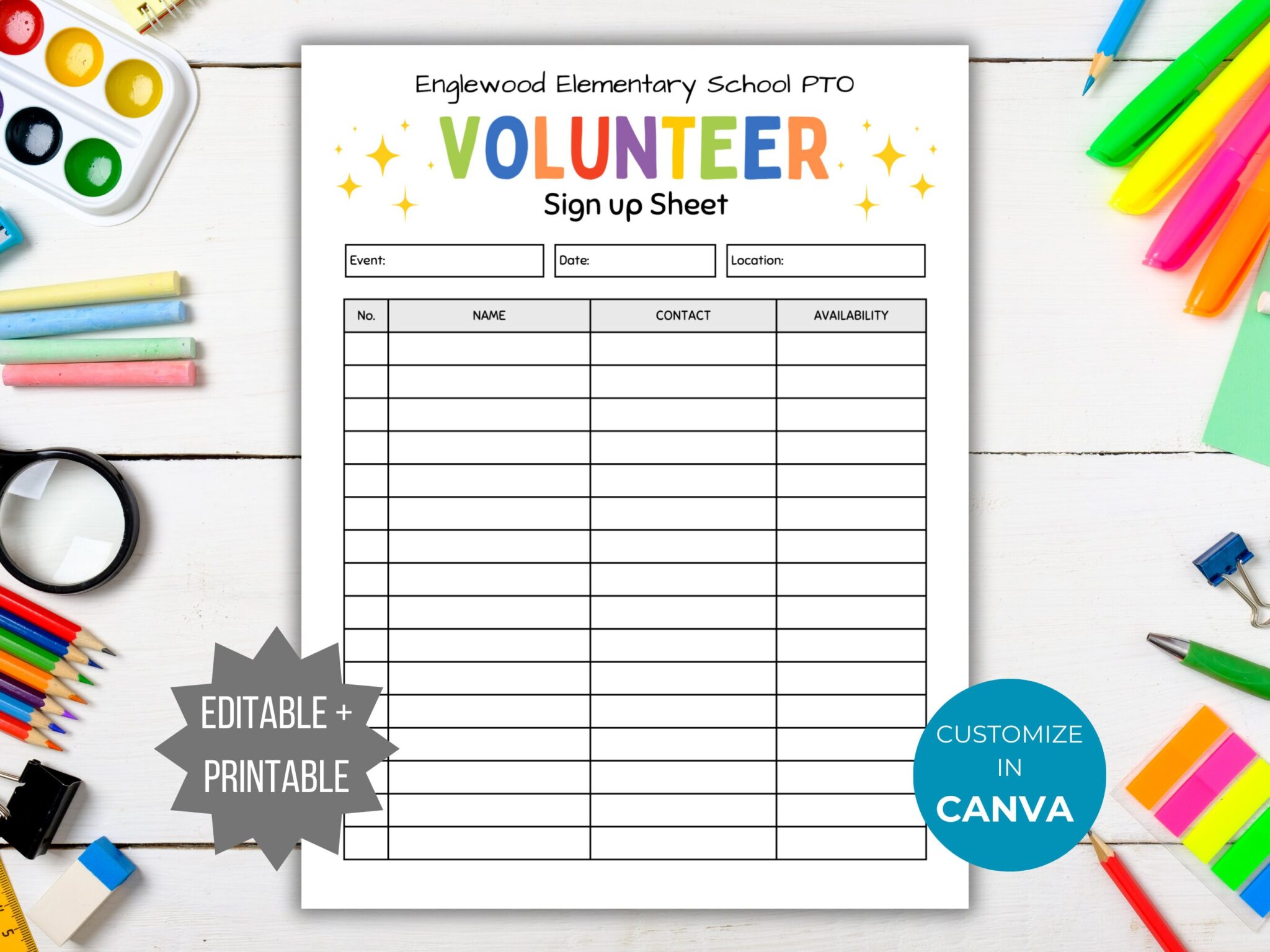 PTA Sign In Sheet Template