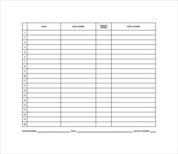 Raffle Sign Up Sheet Template