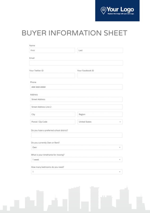 Real Estate Property Information Sheet Template