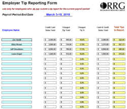 Restaurant Tip Out Sheet Template