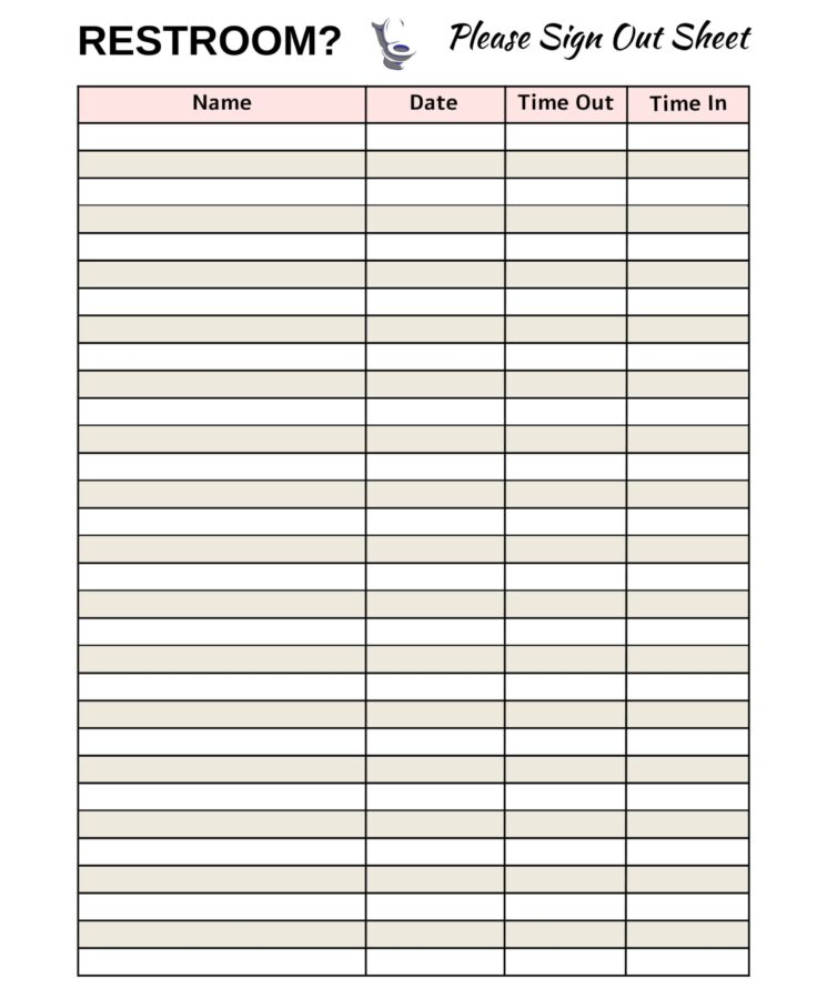 Restroom Cleaning Sign Off Sheet Template