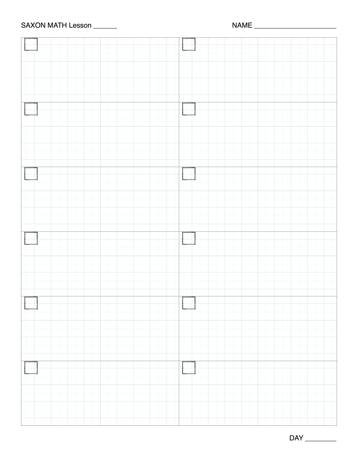 Saxon Math Answer Sheet Template