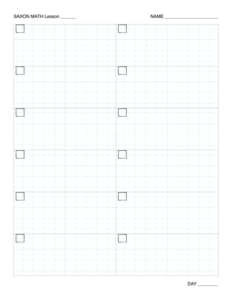 Saxon Math Answer Sheet Template