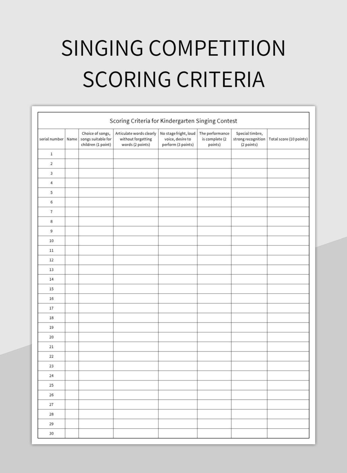 Beauty Pageant Pageant Score Sheet Template