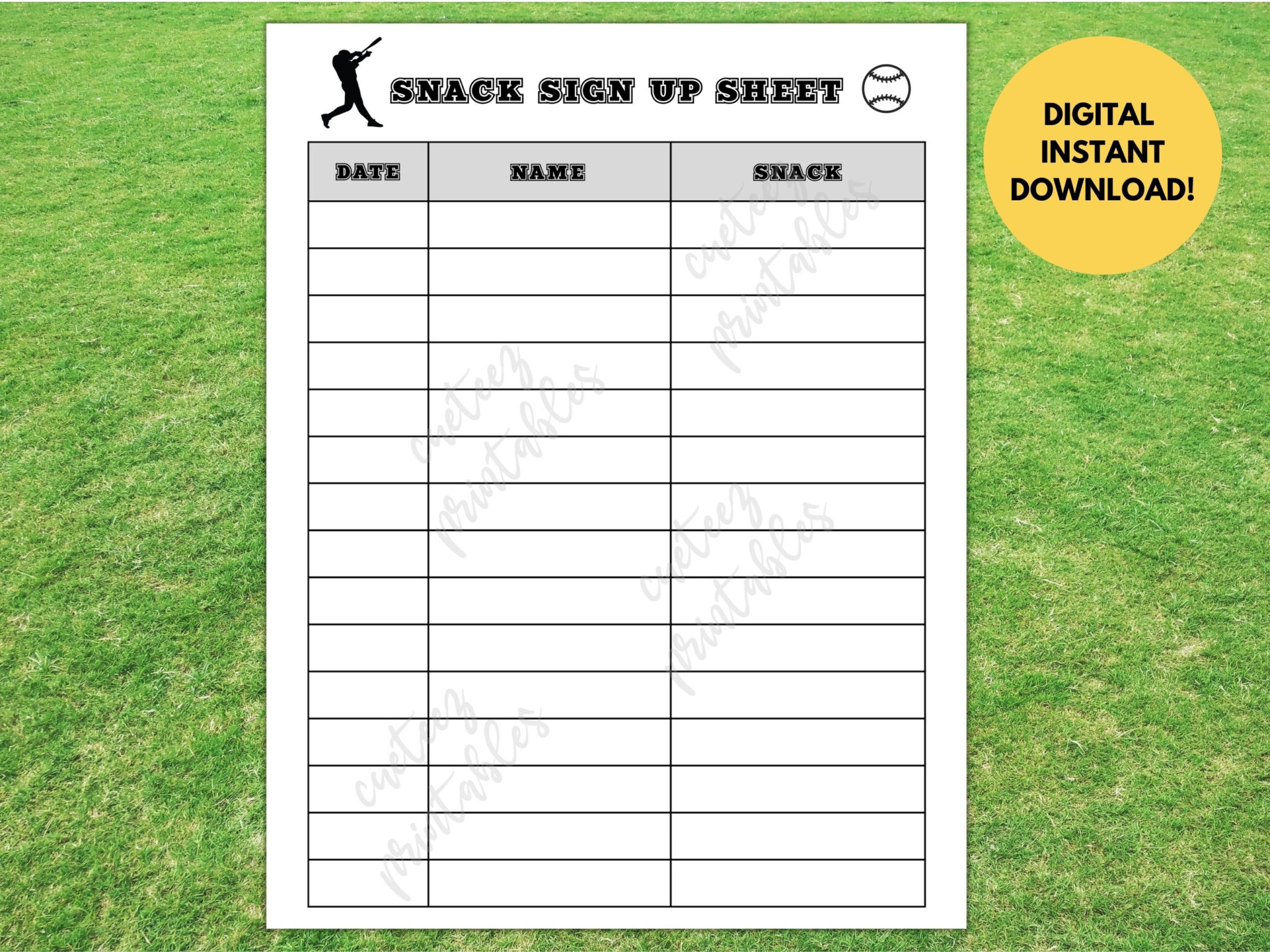Soccer Snack Sign Up Sheet Template