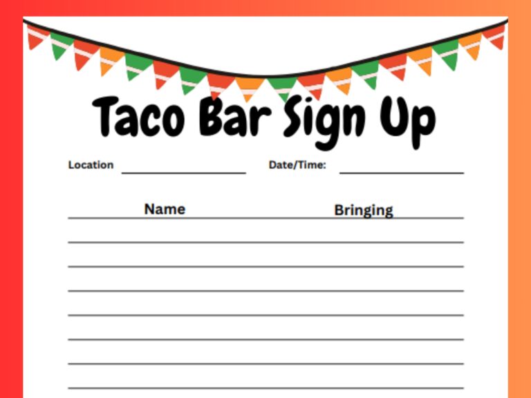 Nacho Bar Sign Up Sheet Template