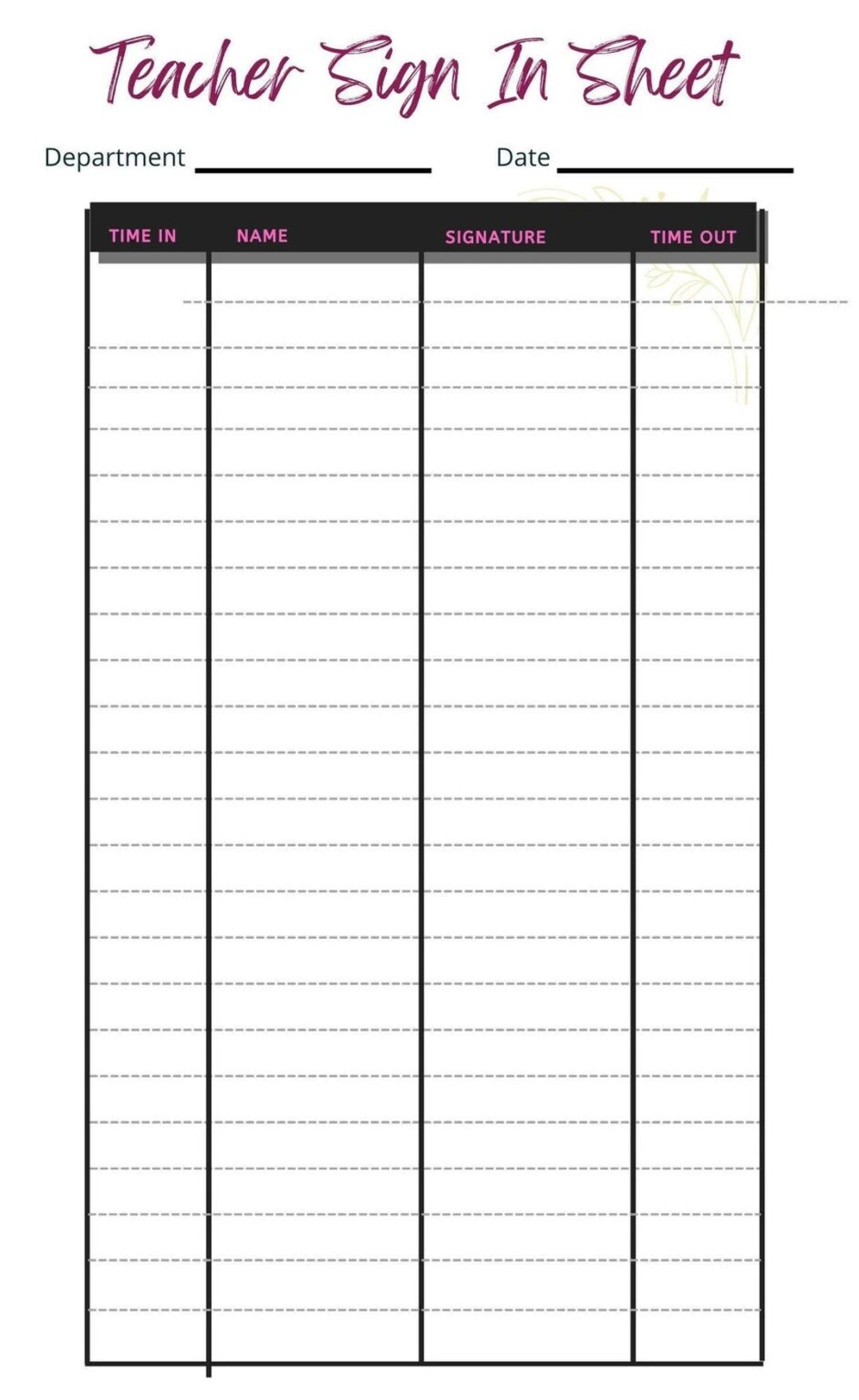 Laptop Sign Out Sheet Template